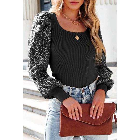 DEAR LOVER | Tops | New Dear Lover Flower Pattern Long Sleeve Puff ...